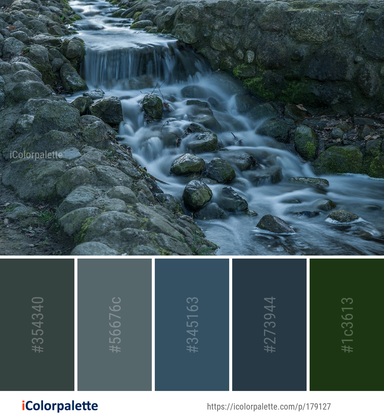 Color Palette Ideas from Water Nature Watercourse Image | iColorpalette