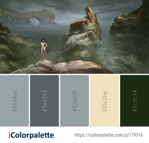 Color Palette Ideas from Rock Water Cliff Image | iColorpalette