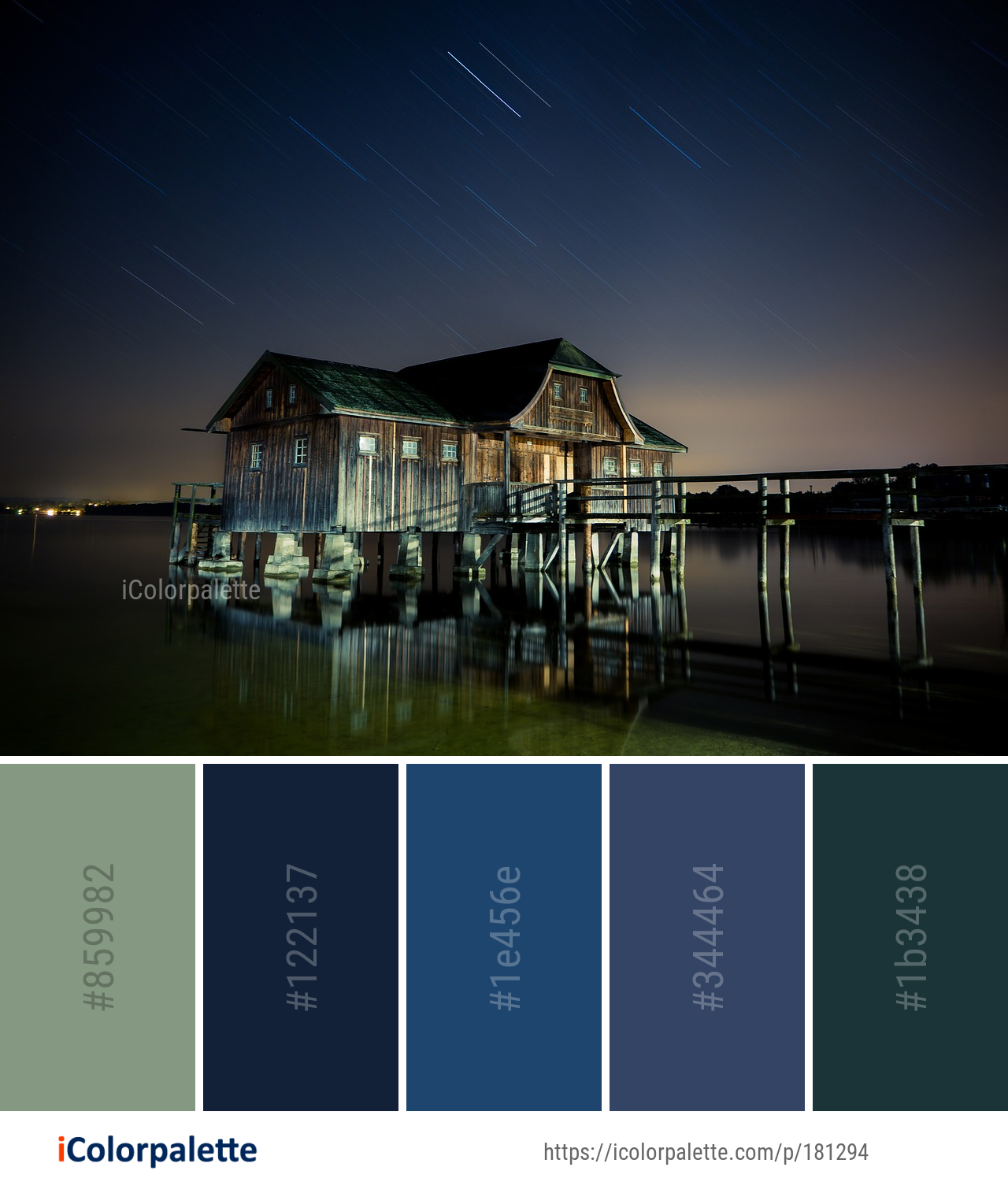 Color Palette Ideas from Reflection Night Sky Image | iColorpalette