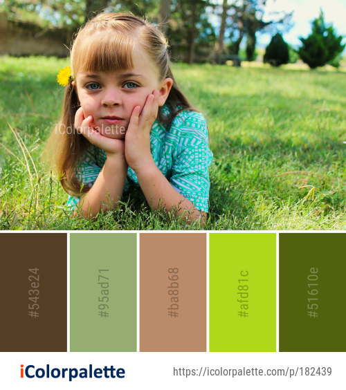 Color Palette Ideas from Green Grass Child Image | iColorpalette