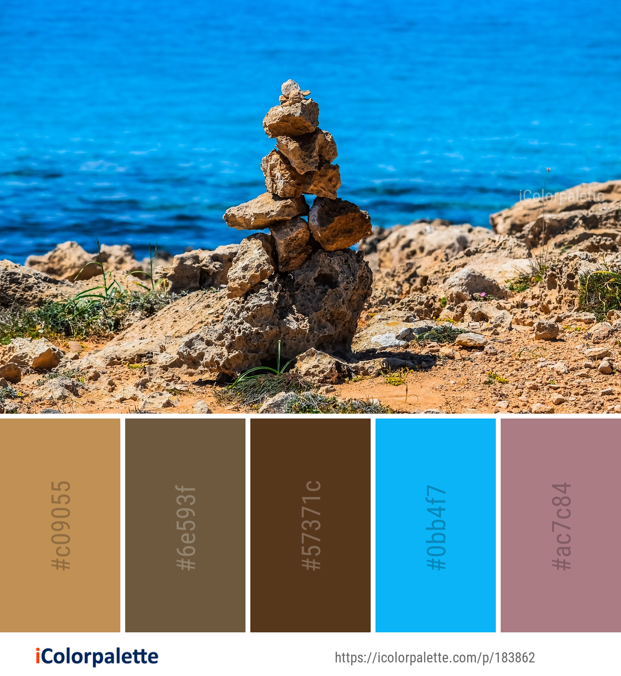 Color Palette Ideas from Rock Sea Coast Image | iColorpalette
