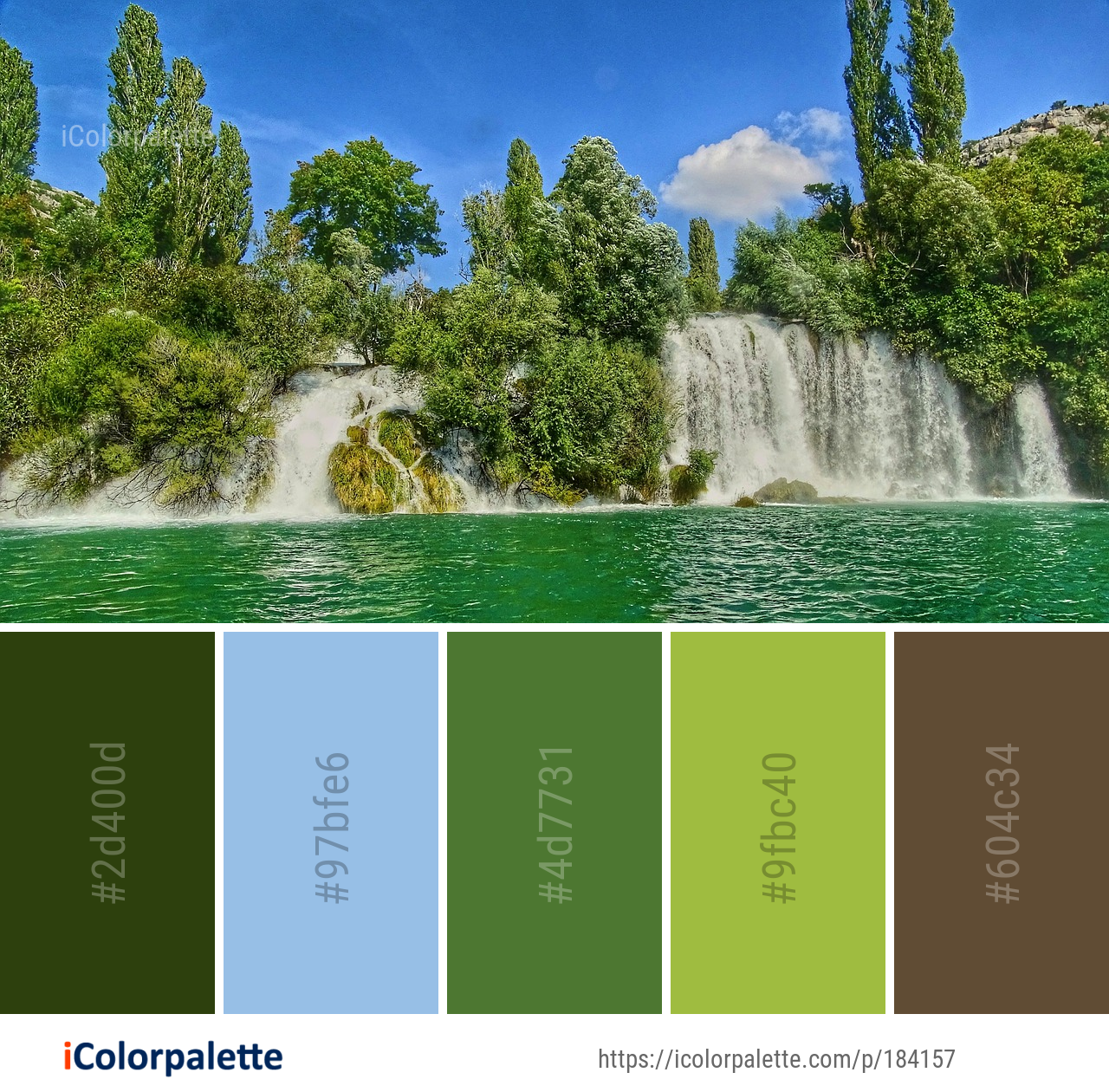 Color Palette Ideas from Water Nature Waterfall Image | iColorpalette