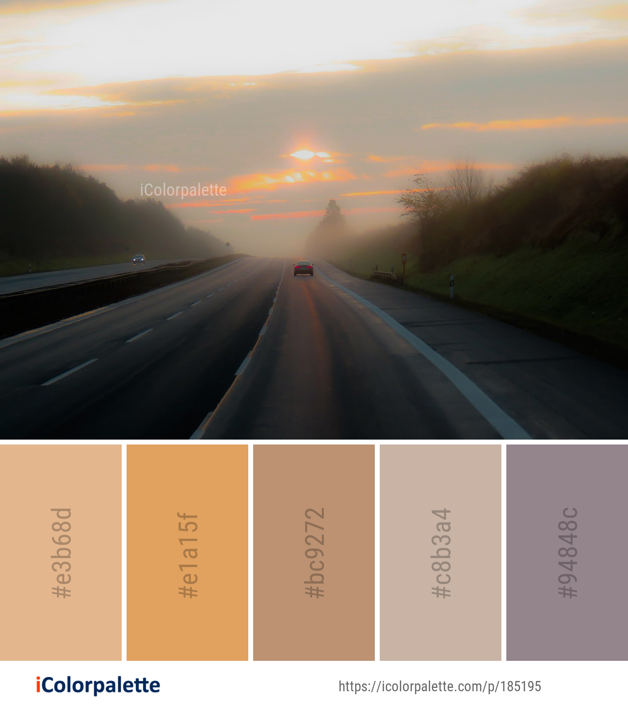 Color Palette Ideas from Road Highway Sky Image | iColorpalette