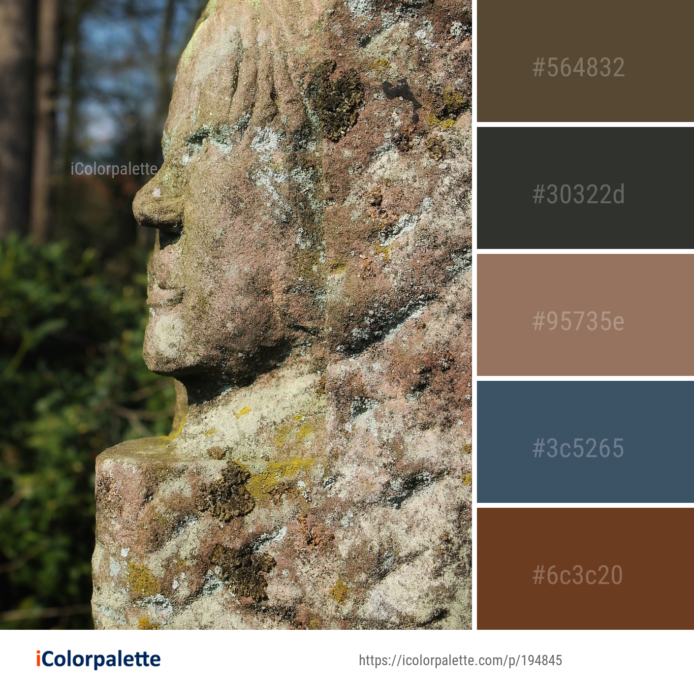 Color Palette Ideas from Rock Sculpture Stone Carving Image | iColorpalette