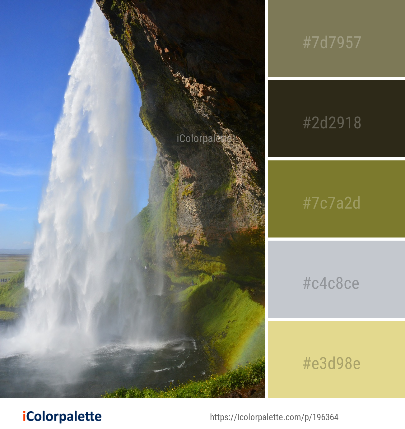 Color Palette Ideas from Waterfall Water Nature Image | iColorpalette