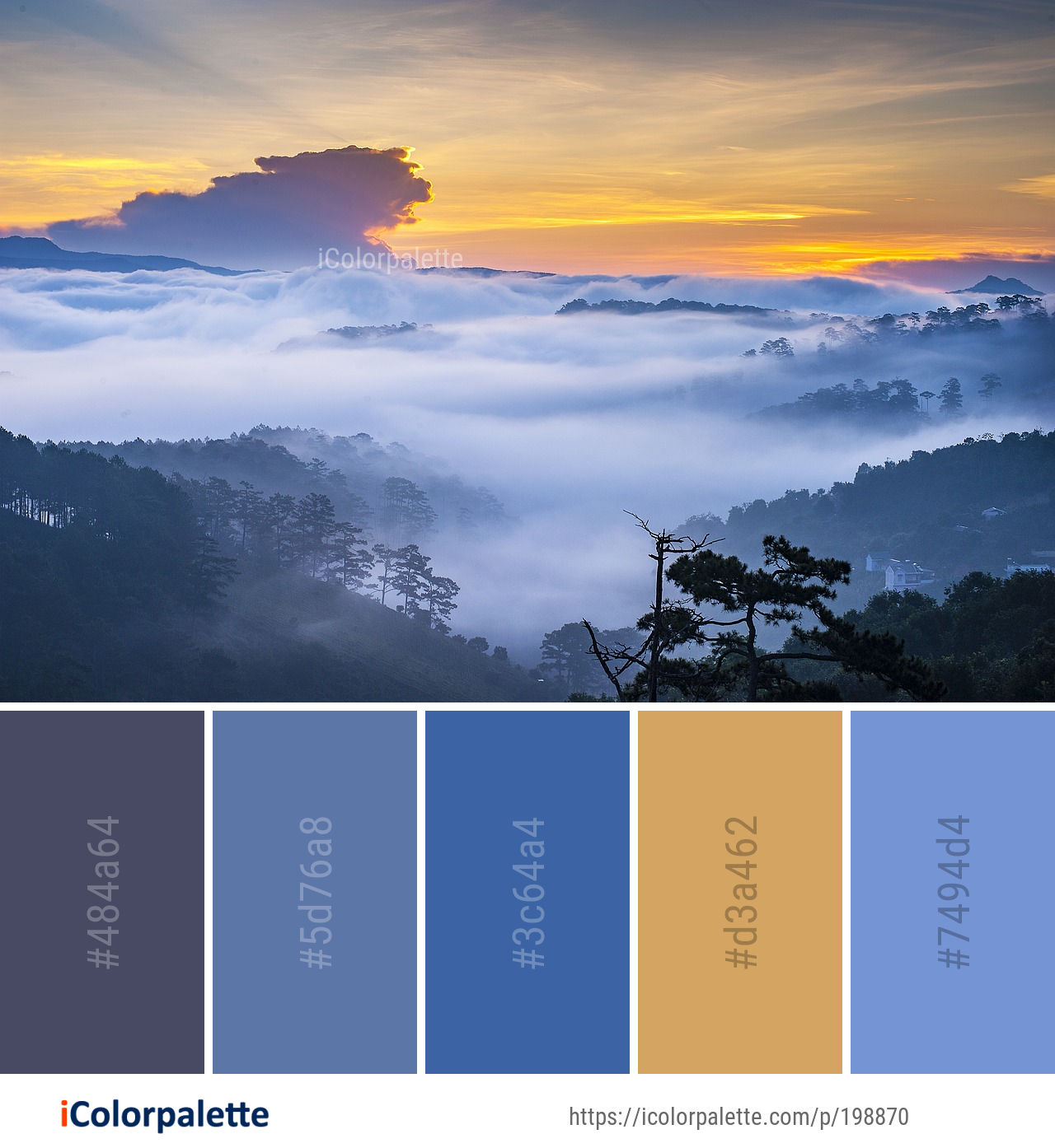Color Palette Ideas from Sky Nature Mountain Range Image | iColorpalette