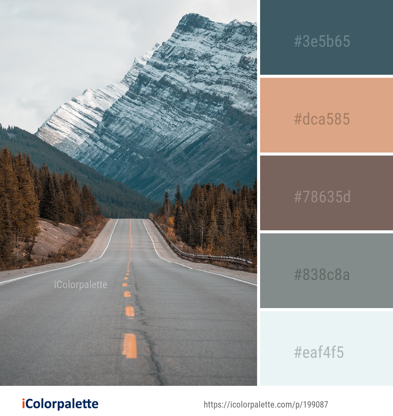 Color Palette Ideas from Road Highway Sky Image | iColorpalette