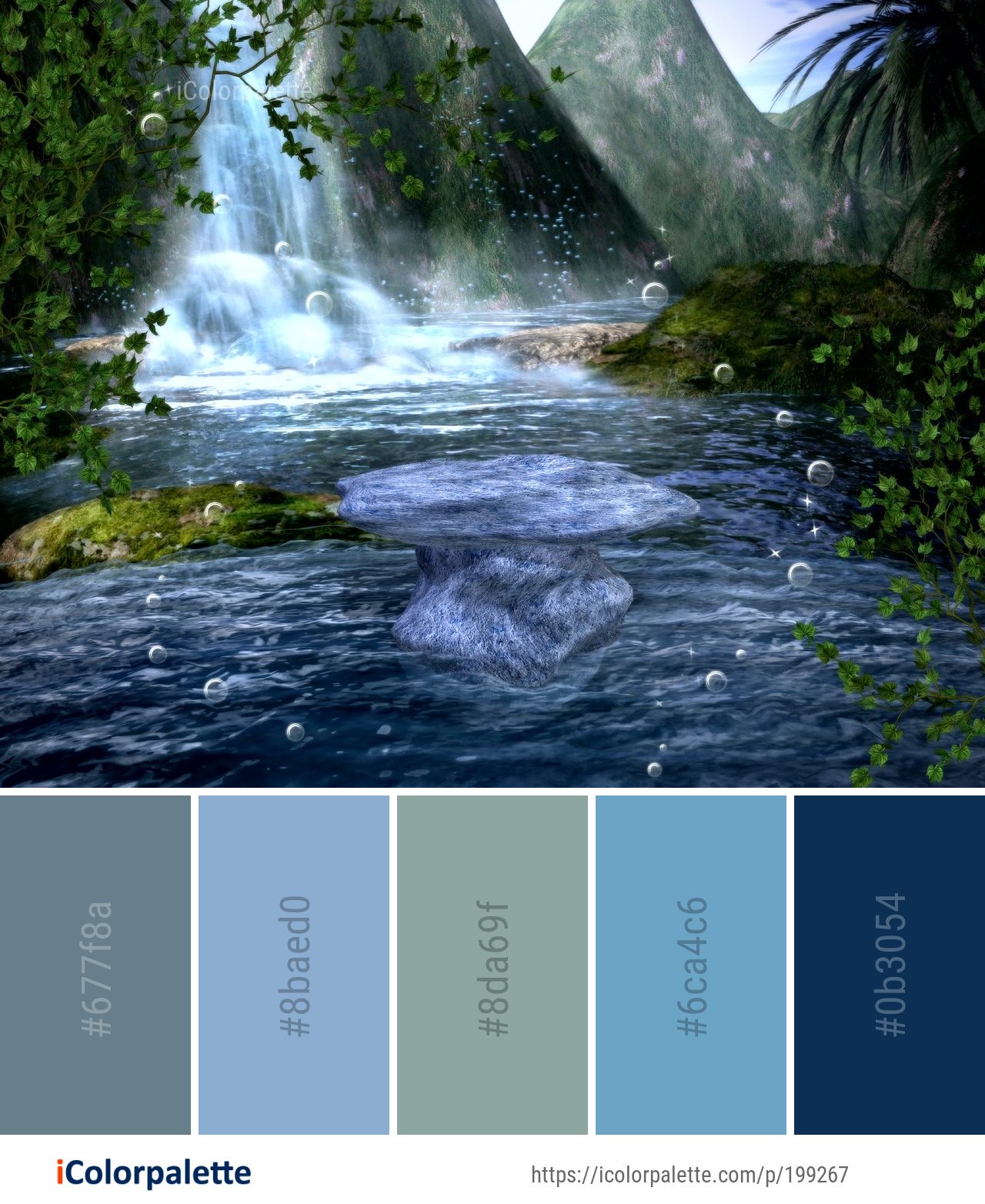 Color Palette Ideas from Water Nature Waterfall Image | iColorpalette