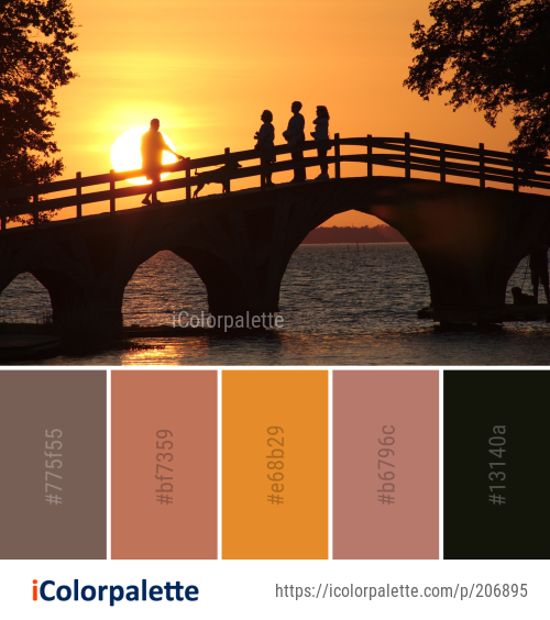 Color Palette Ideas from Sky Sunset Bridge Image | iColorpalette