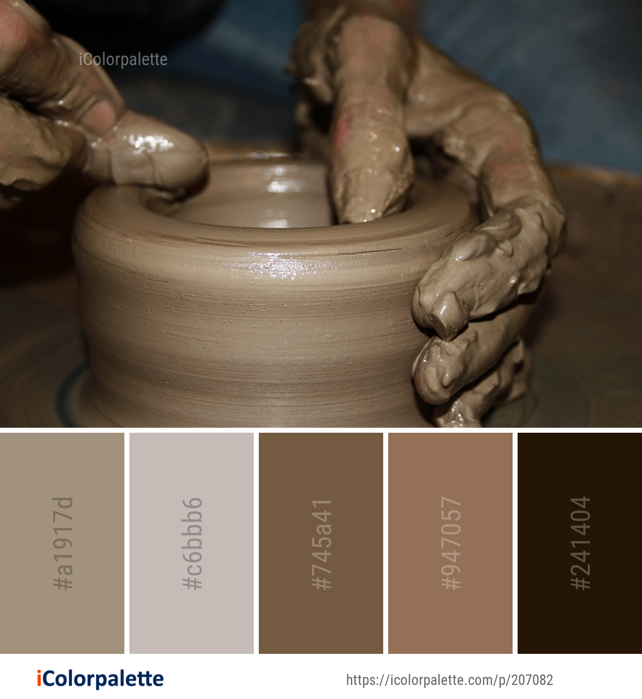 Color Palette Ideas from Potter’s Wheel Pottery Hand Image | iColorpalette