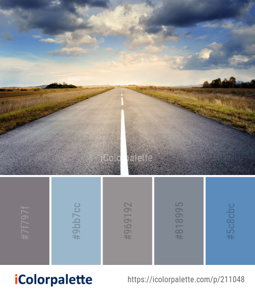Color Palette Ideas from Road Sky Cloud Image | iColorpalette