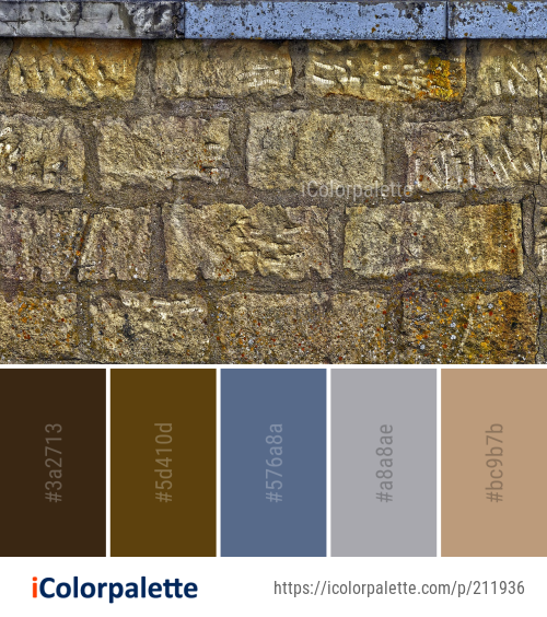 Color Palette Ideas from Wall Stone Brickwork Image | iColorpalette