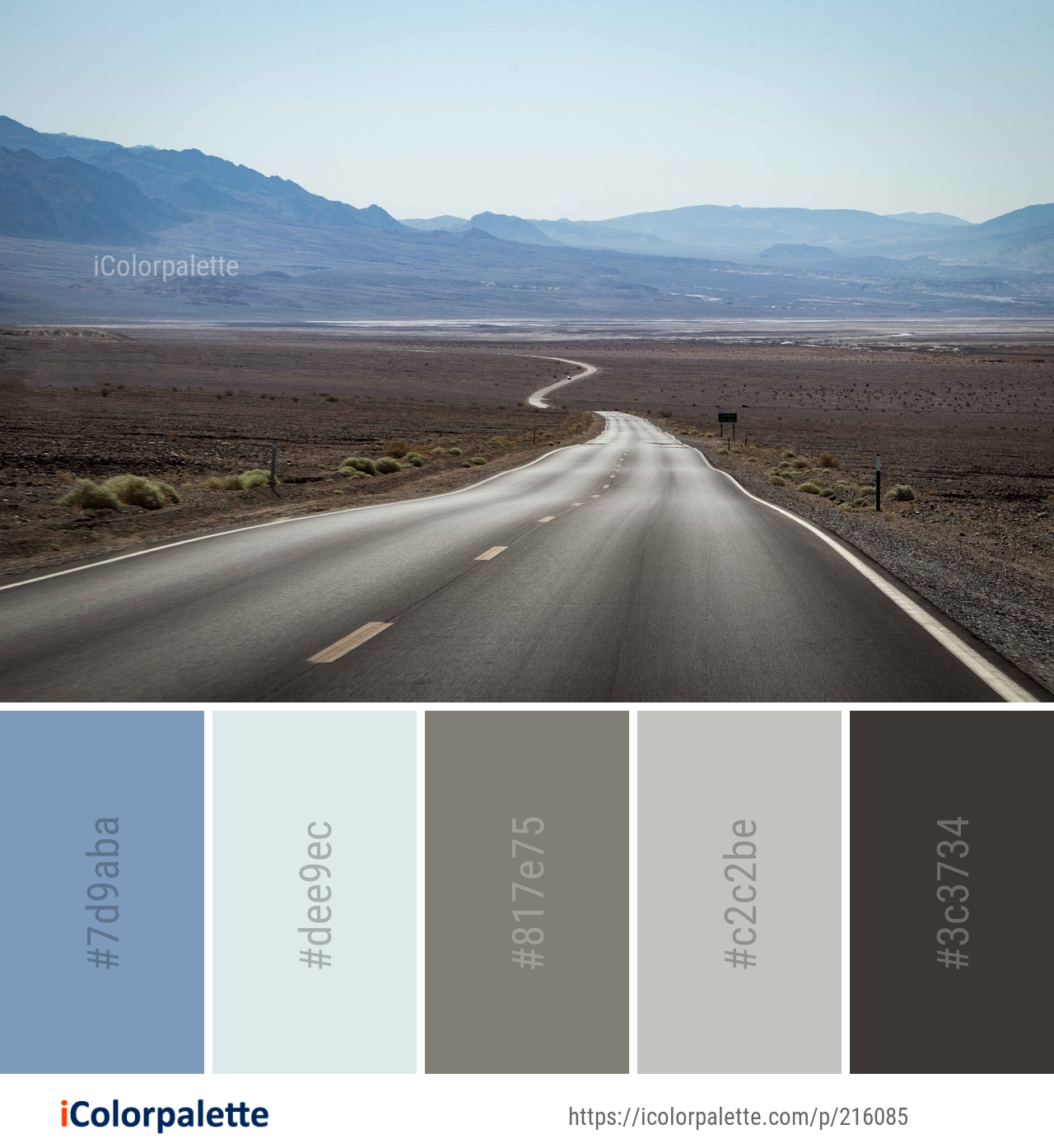 Color Palette Ideas from Road Highland Highway Image | iColorpalette