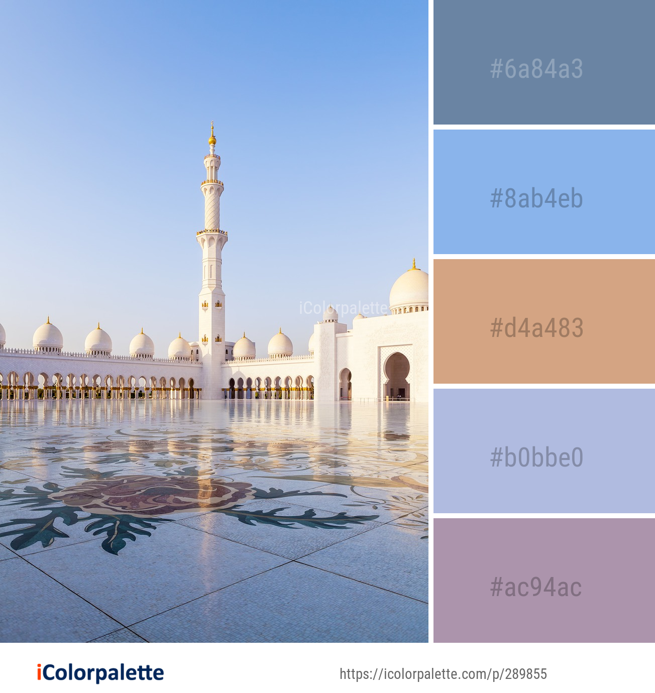 Color Palette Ideas from Mosque Landmark Reflection Image | iColorpalette