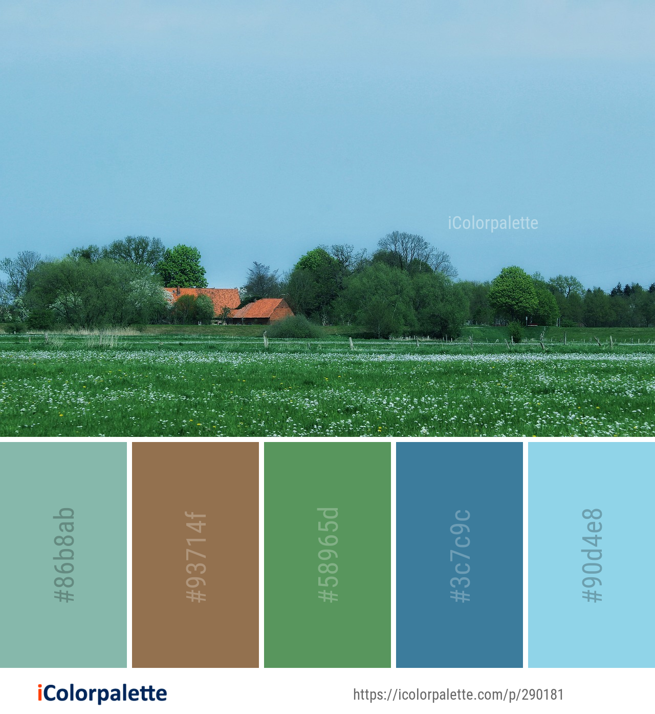 Color Palette Ideas from Grassland Field Pasture Image | iColorpalette