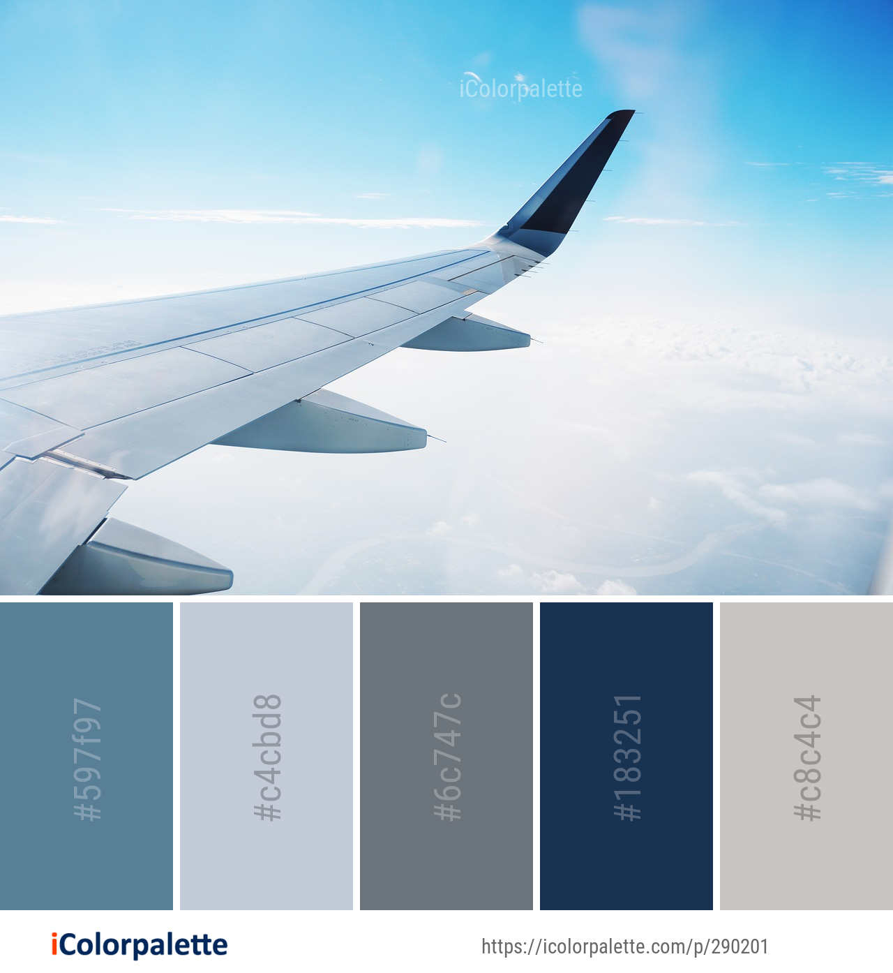 Color Palette Ideas from Airline Sky Airplane Image | iColorpalette