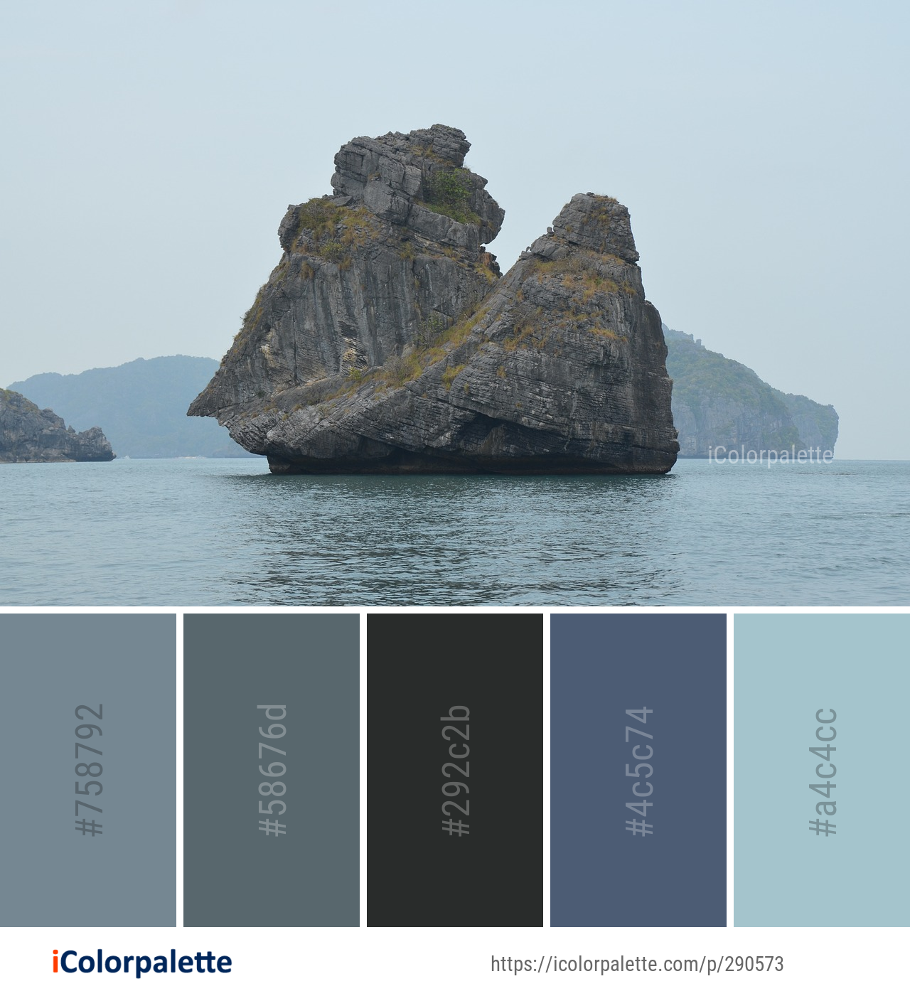 Color Palette Ideas from Rock Coastal And Oceanic Landforms Islet Image ...