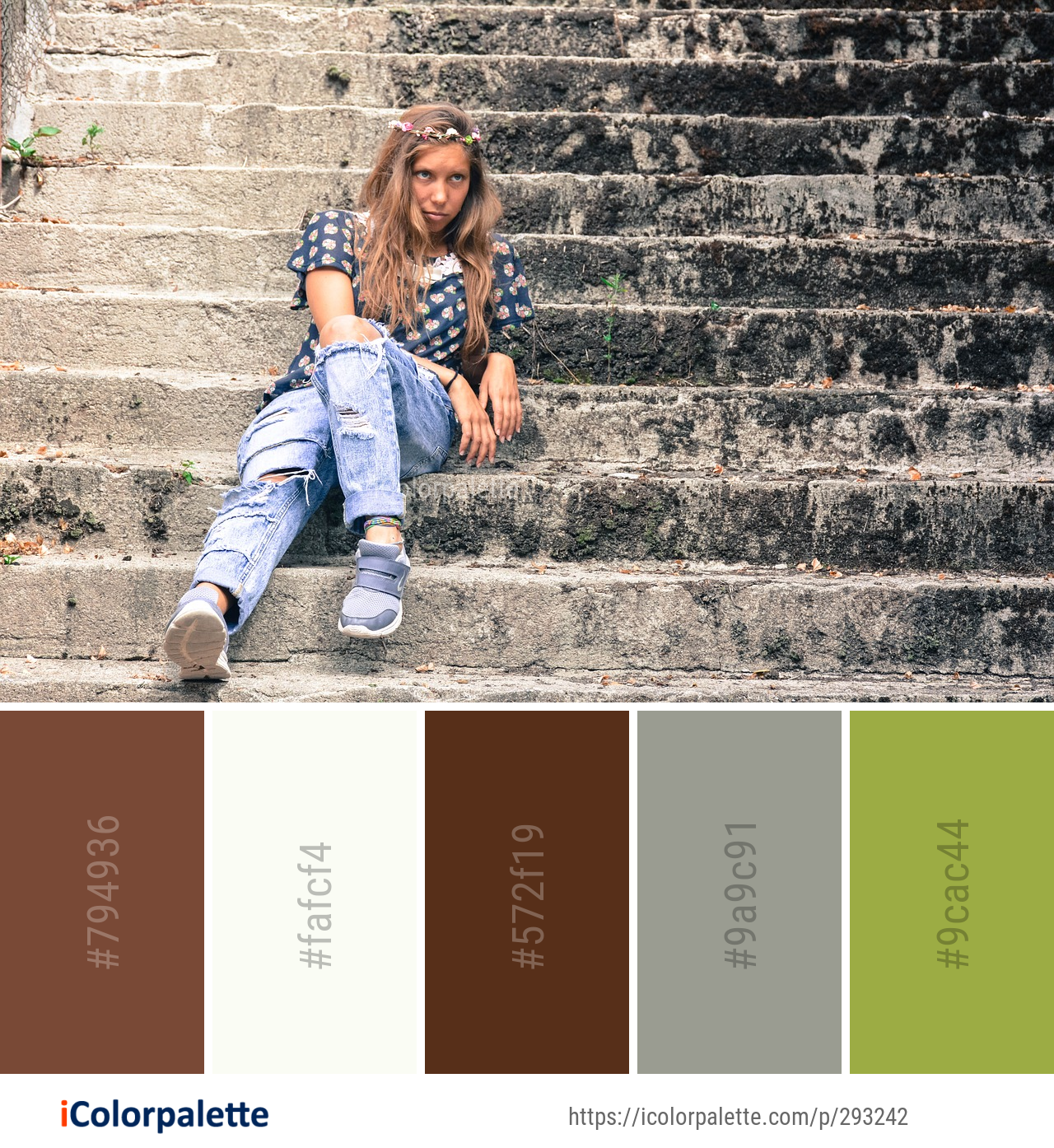 Color Palette Ideas from Photograph Sitting Girl Image | iColorpalette