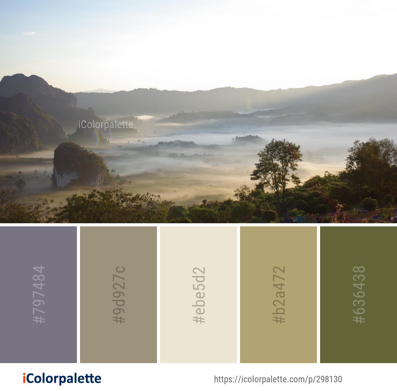 Color Palette Ideas from Sky Mist Morning Image | iColorpalette