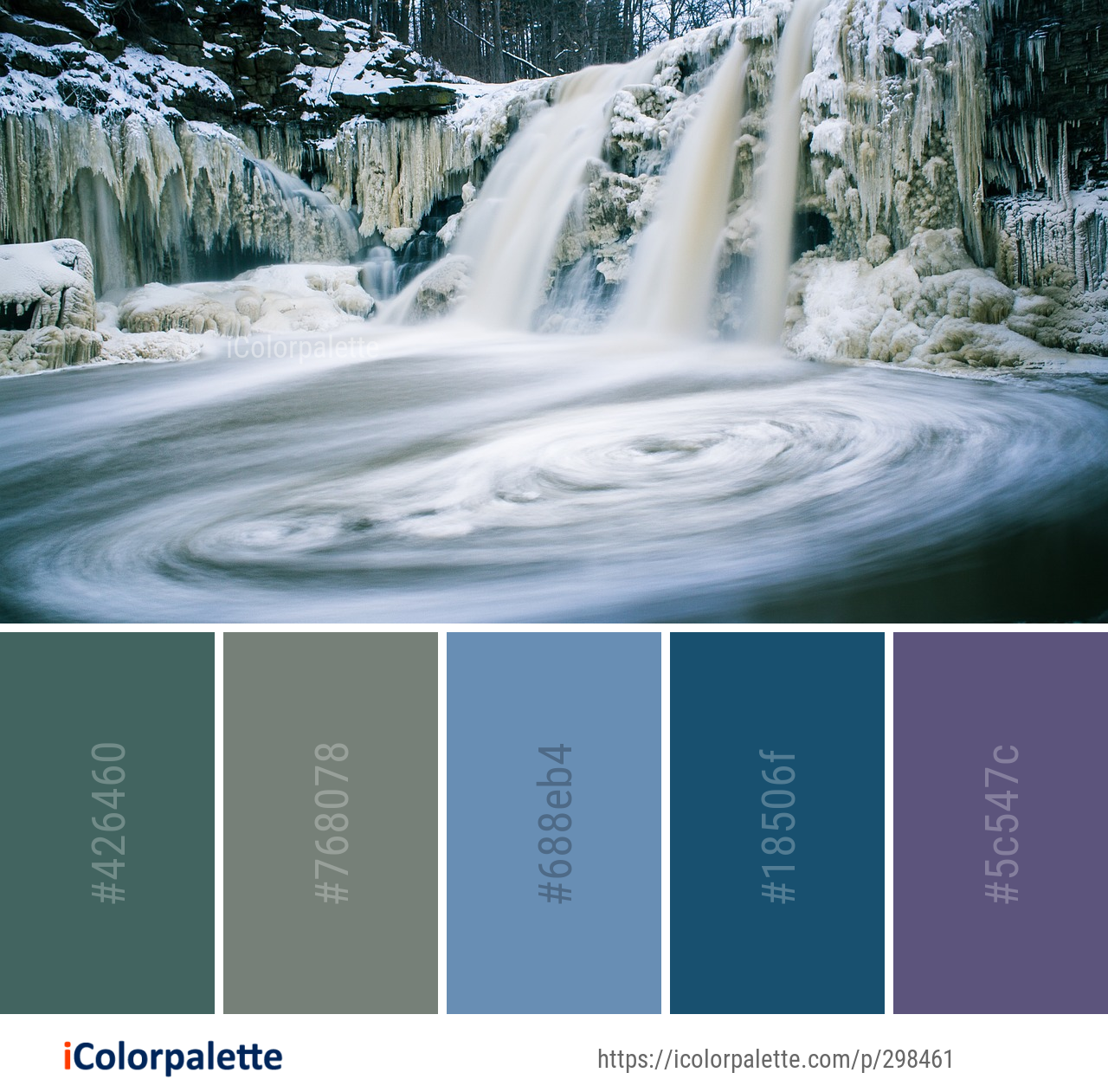 Color Palette Ideas from Waterfall Water Nature Image | iColorpalette