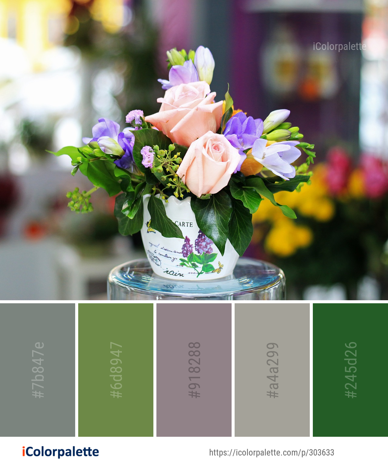 Color Palette Ideas from Flower Arranging Floristry Image | iColorpalette