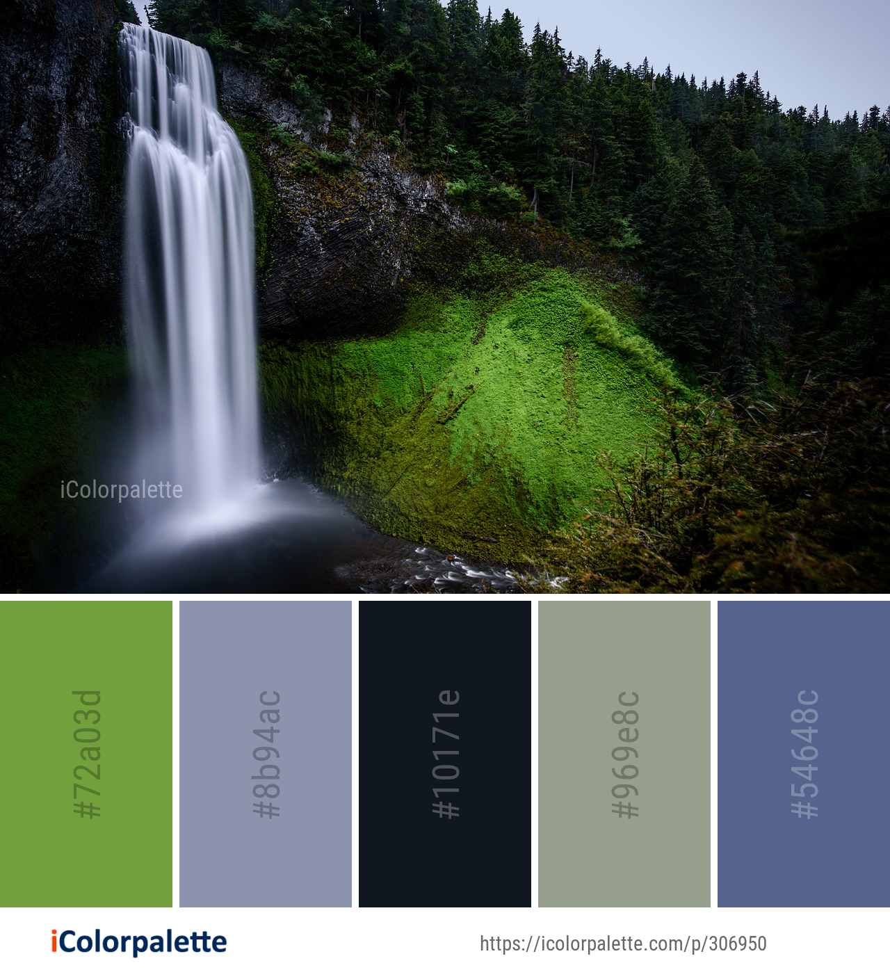 Color Palette Ideas from Waterfall Nature Water Image | iColorpalette