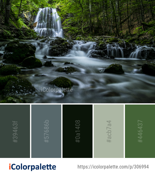 Color Palette Ideas from Waterfall Water Nature Image | iColorpalette