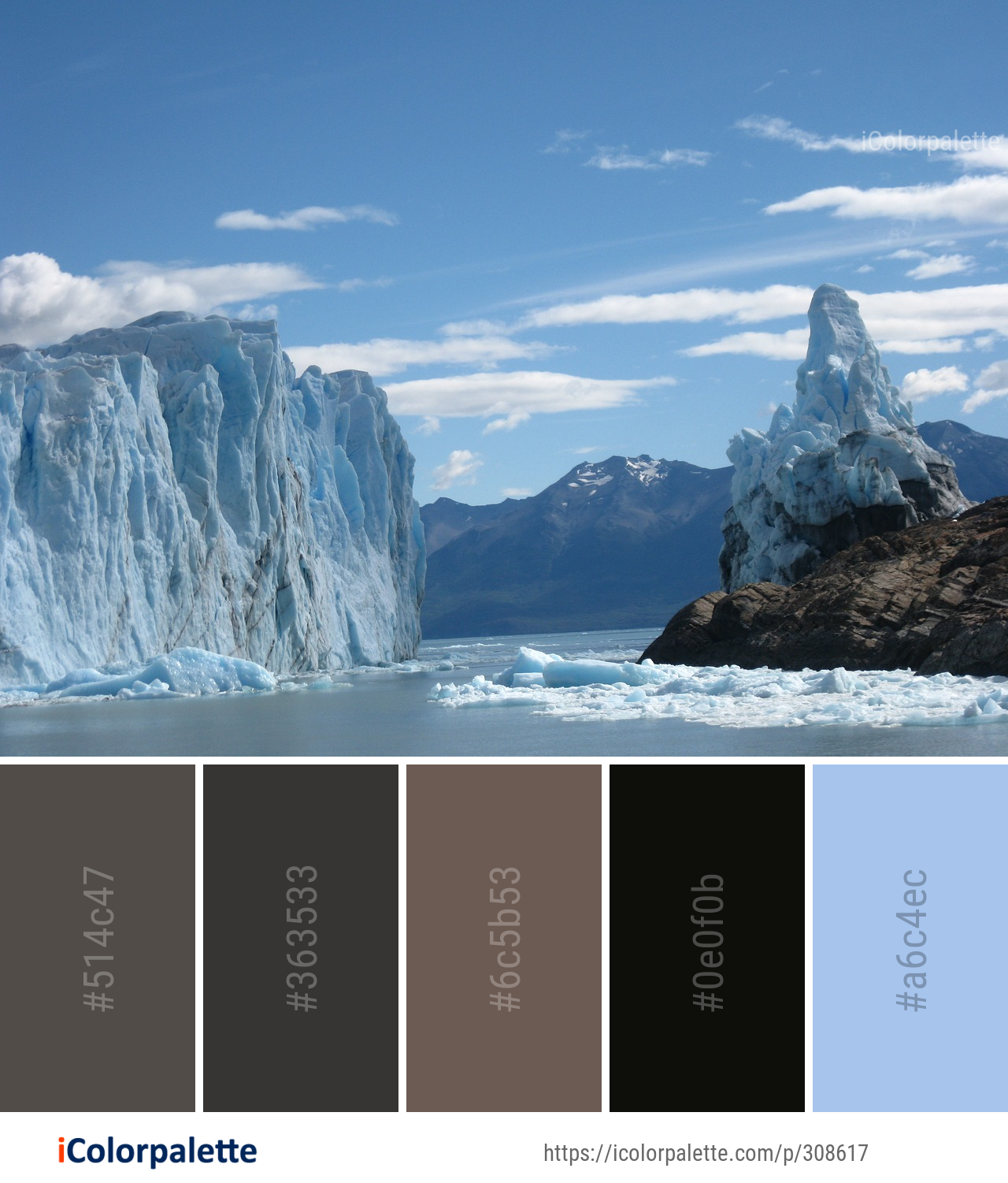 Color Palette Ideas from Iceberg Glacial Lake Glacier Image | iColorpalette