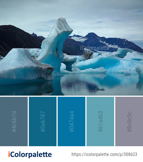 Color Palette Ideas from Iceberg Glacial Lake Sea Ice Image | iColorpalette