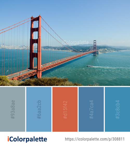Color Palette Ideas from Bridge Sea Suspension Image | iColorpalette