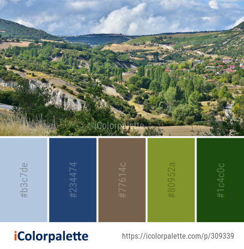 Color Palette Ideas from Mountain Village Mountainous Landforms Sky ...