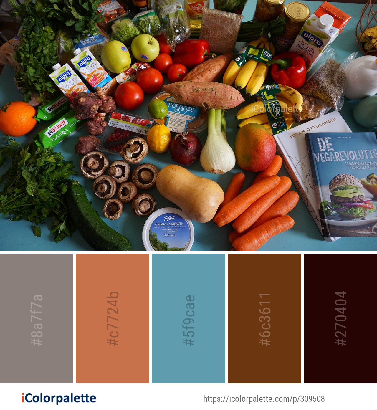 Color Palette Ideas from Vegetable Natural Foods Food Image | iColorpalette