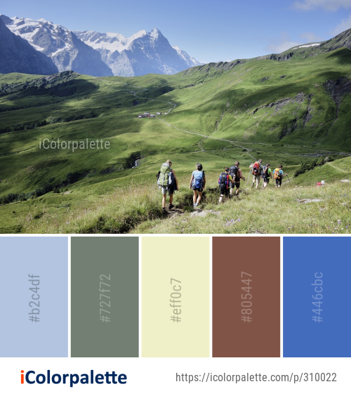 Color Palette Ideas from Grassland Mountainous Landforms Mountain Range ...