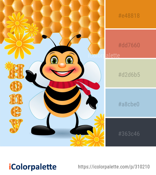 Color Palette Ideas from Honey Bee Yellow Insect Image | iColorpalette