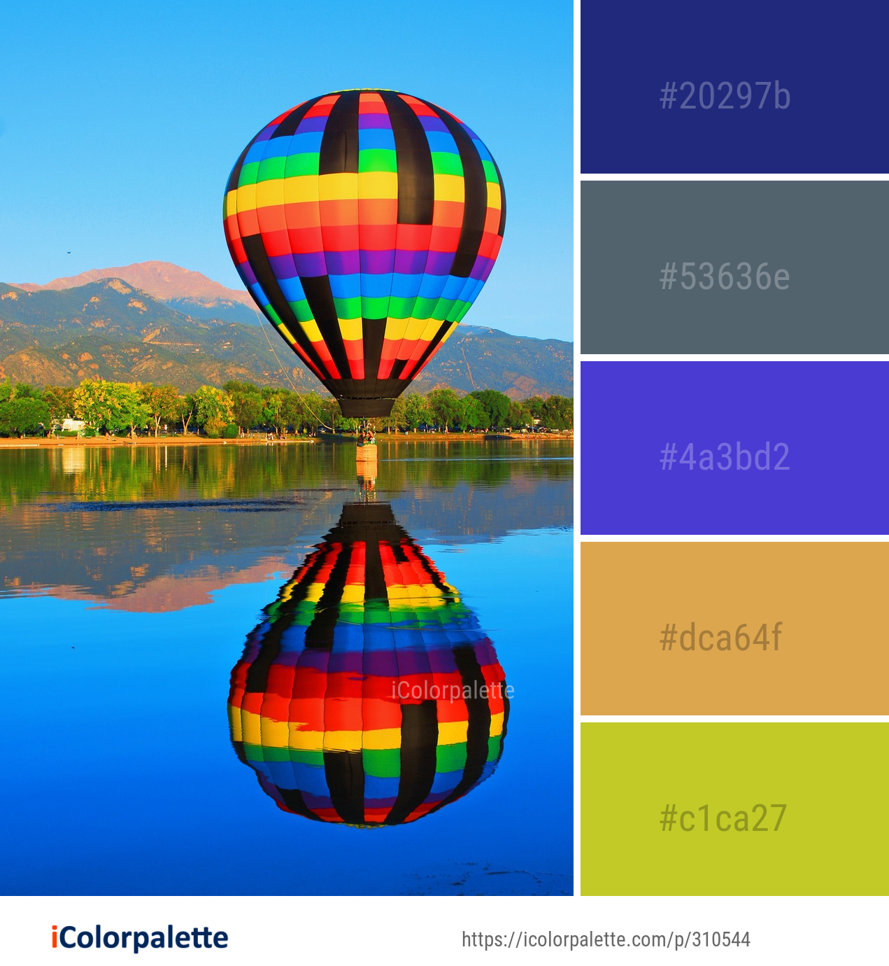 Color Palette Ideas from Hot Air Ballooning Reflection Balloon Image ...
