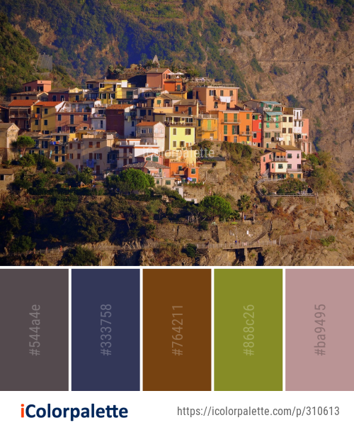 Color Palette Ideas from Mountain Village Sky Mountainous Landforms ...