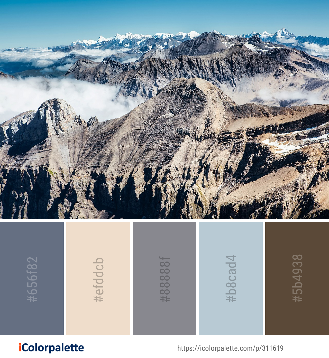 Color Palette Ideas from Mountainous Landforms Mountain Range Image ...