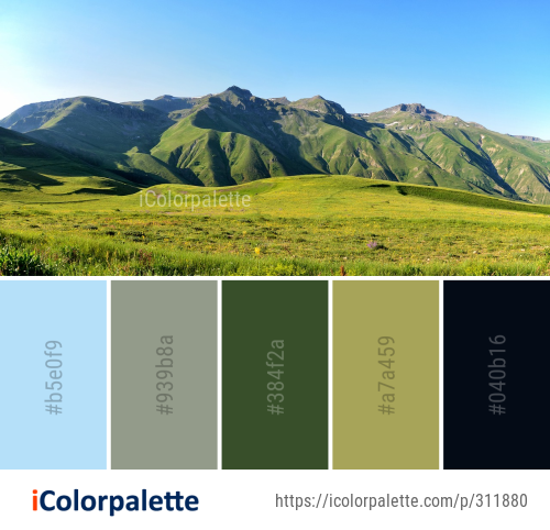 Color Palette Ideas from Grassland Mountainous Landforms Highland Image ...