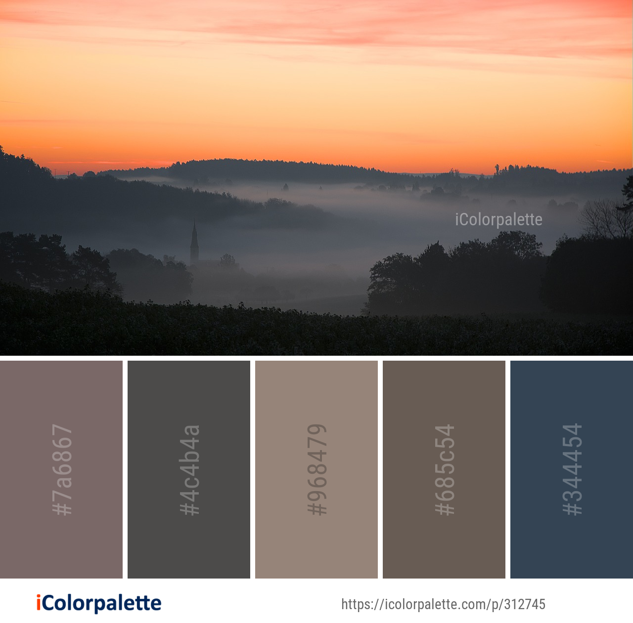 Color Palette Ideas from Sky Dawn Red At Morning Image | iColorpalette
