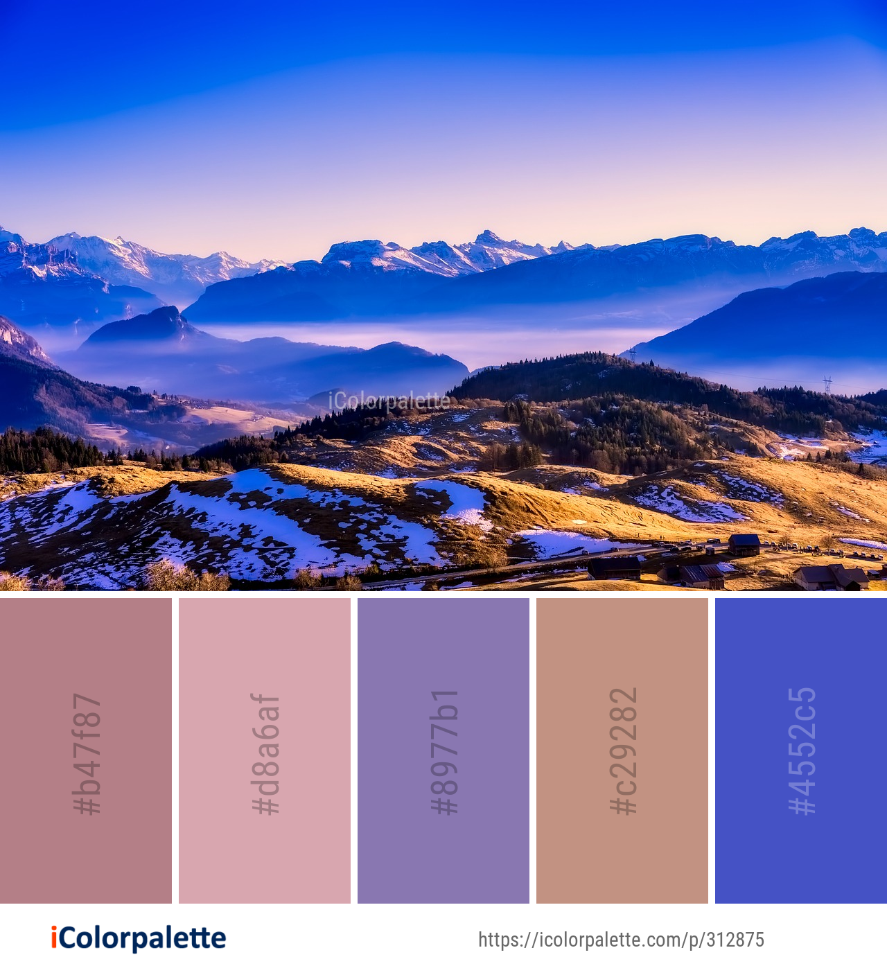 Color Palette Ideas from Sky Mountain Range Mountainous Landforms Image ...