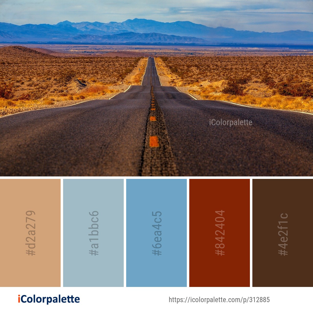 Color Palette Ideas from Road Sky Horizon Image | iColorpalette