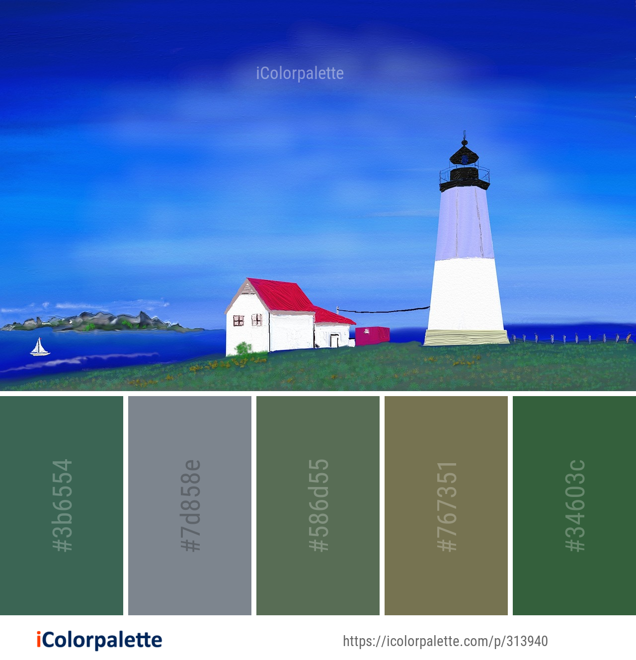 Color Palette Ideas from Lighthouse Tower Sky Image | iColorpalette
