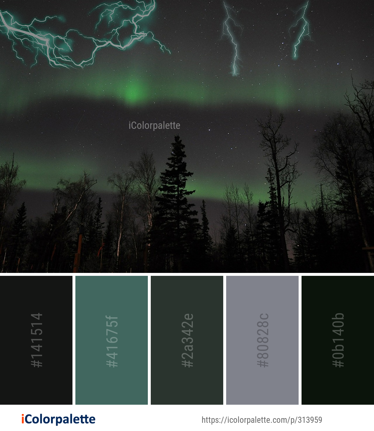 Color Palette Ideas from Nature Aurora Sky Image | iColorPalette
