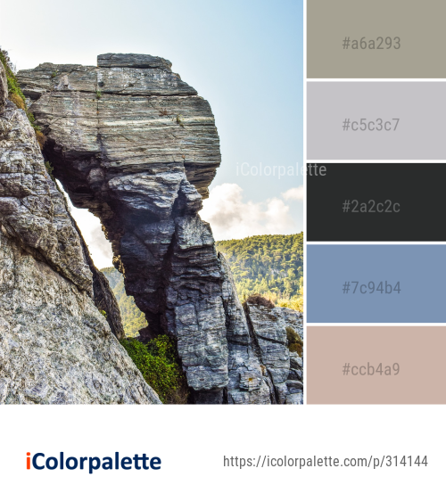 Color Palette Ideas from Rock Cliff Sky Image | iColorpalette