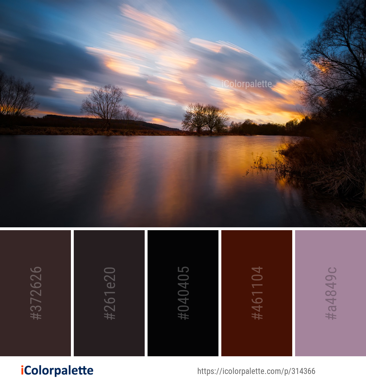 Color Palette Ideas from Reflection Sky Water Image | iColorpalette