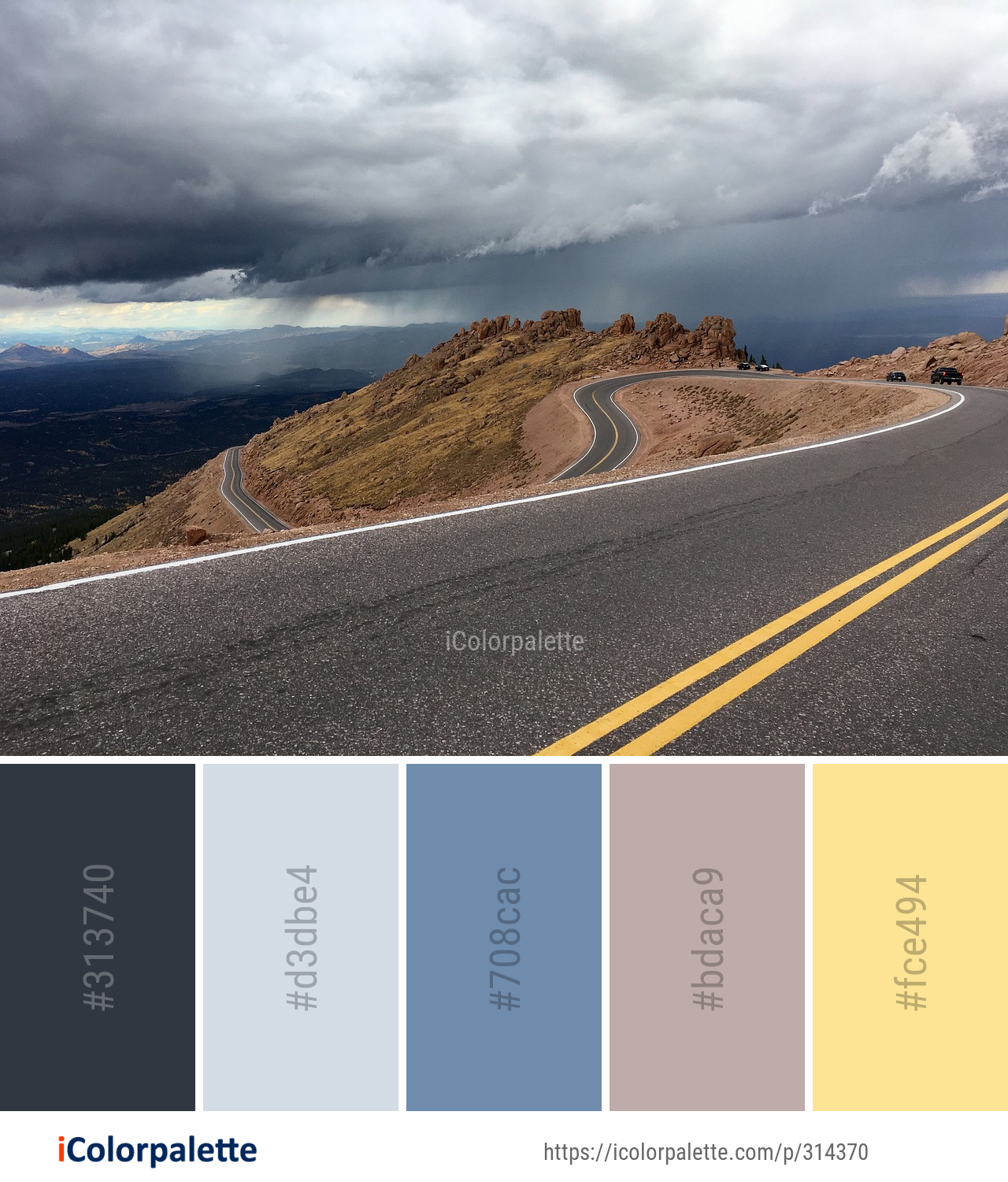 Color Palette Ideas from Road Sky Cloud Image | iColorpalette