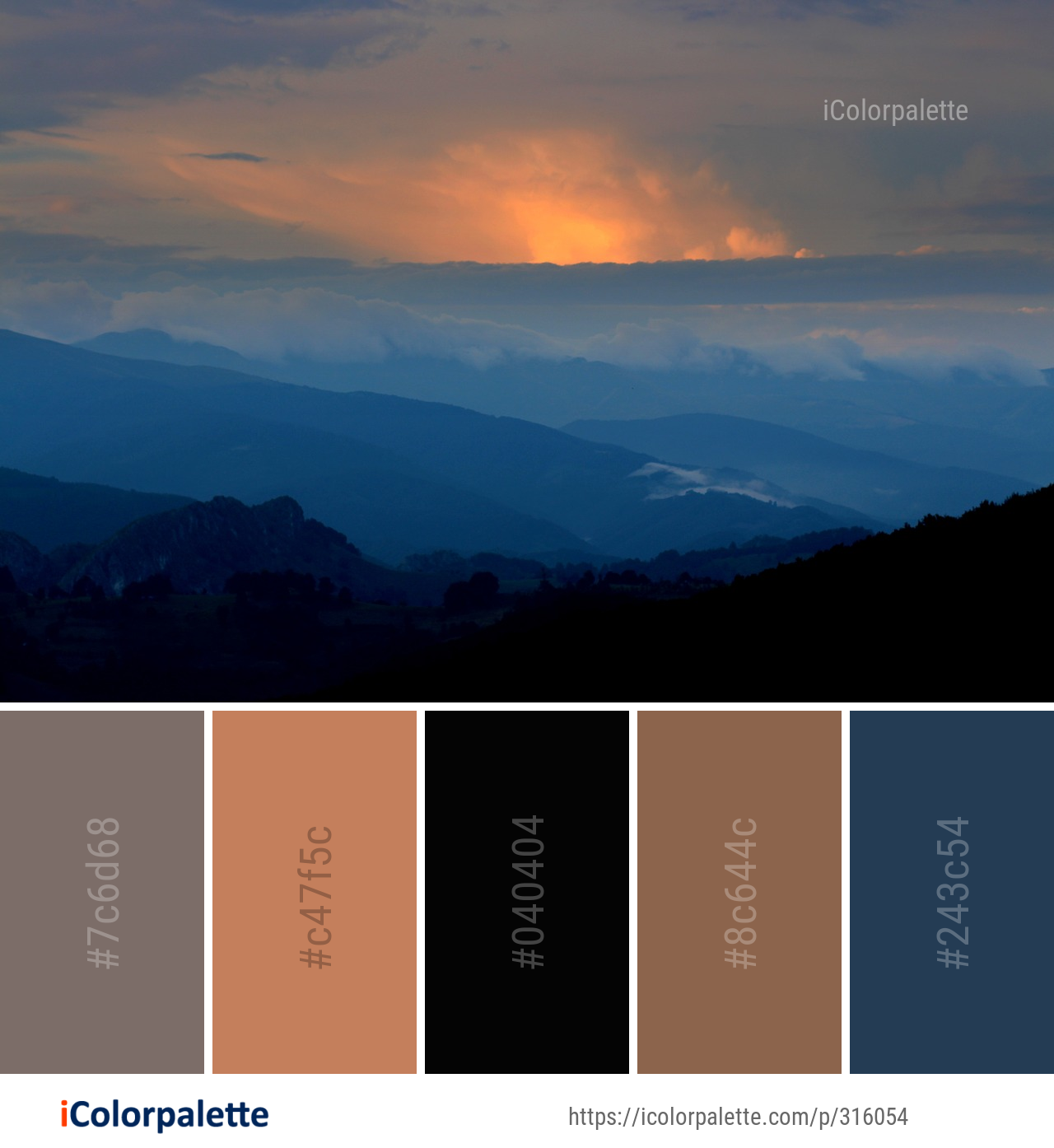 Color Palette Ideas from Sky Mountain Range Cloud Image | iColorpalette