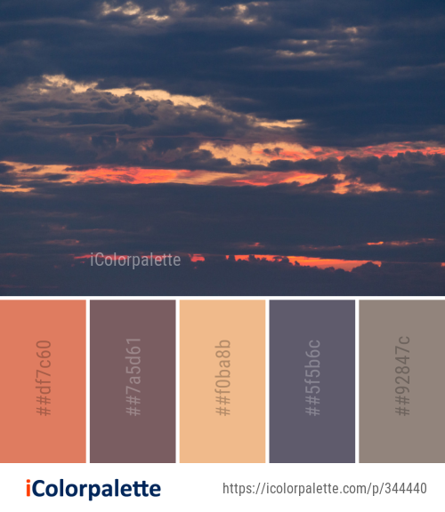 Color Palette Ideas from Sky Cloud Afterglow Image | iColorpalette