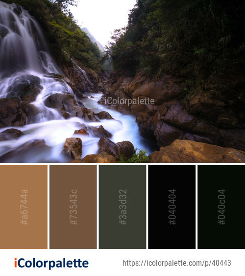 Color Palette Ideas from Waterfall Water Nature Image | iColorpalette