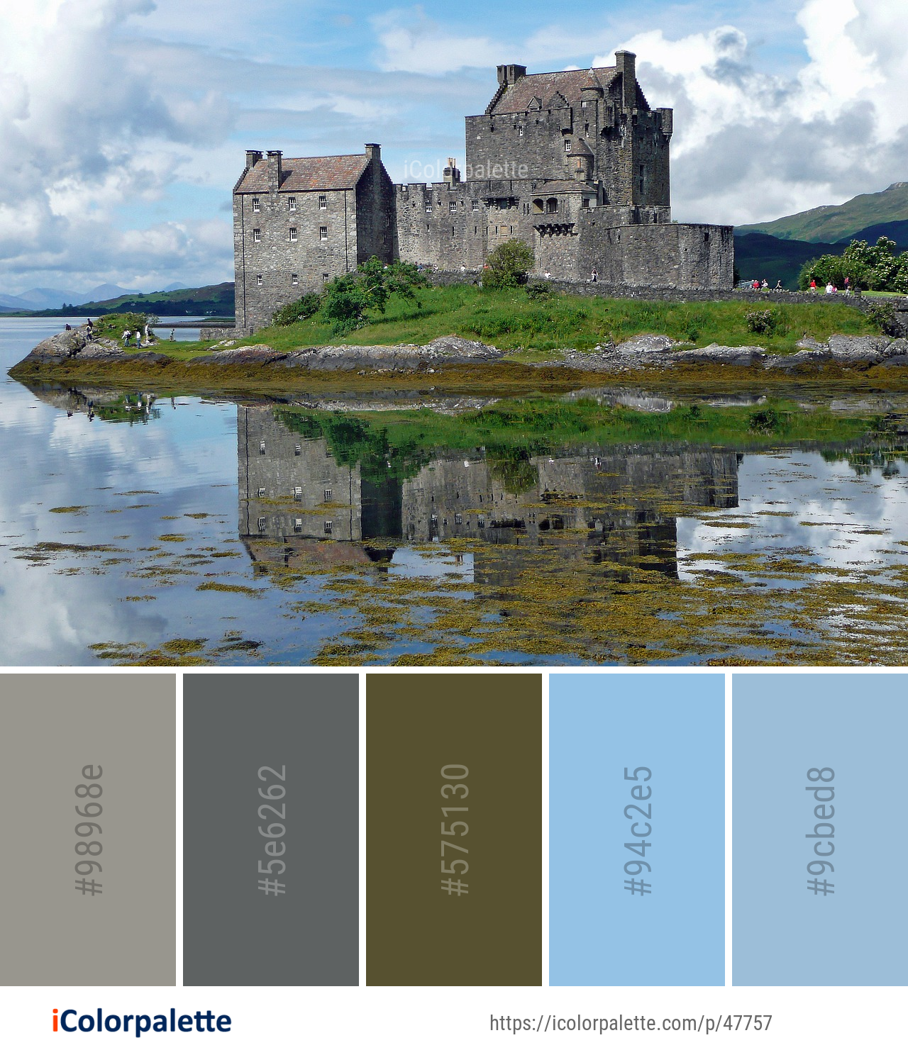 Color Palette Ideas from Reflection Castle Sky Image | iColorpalette